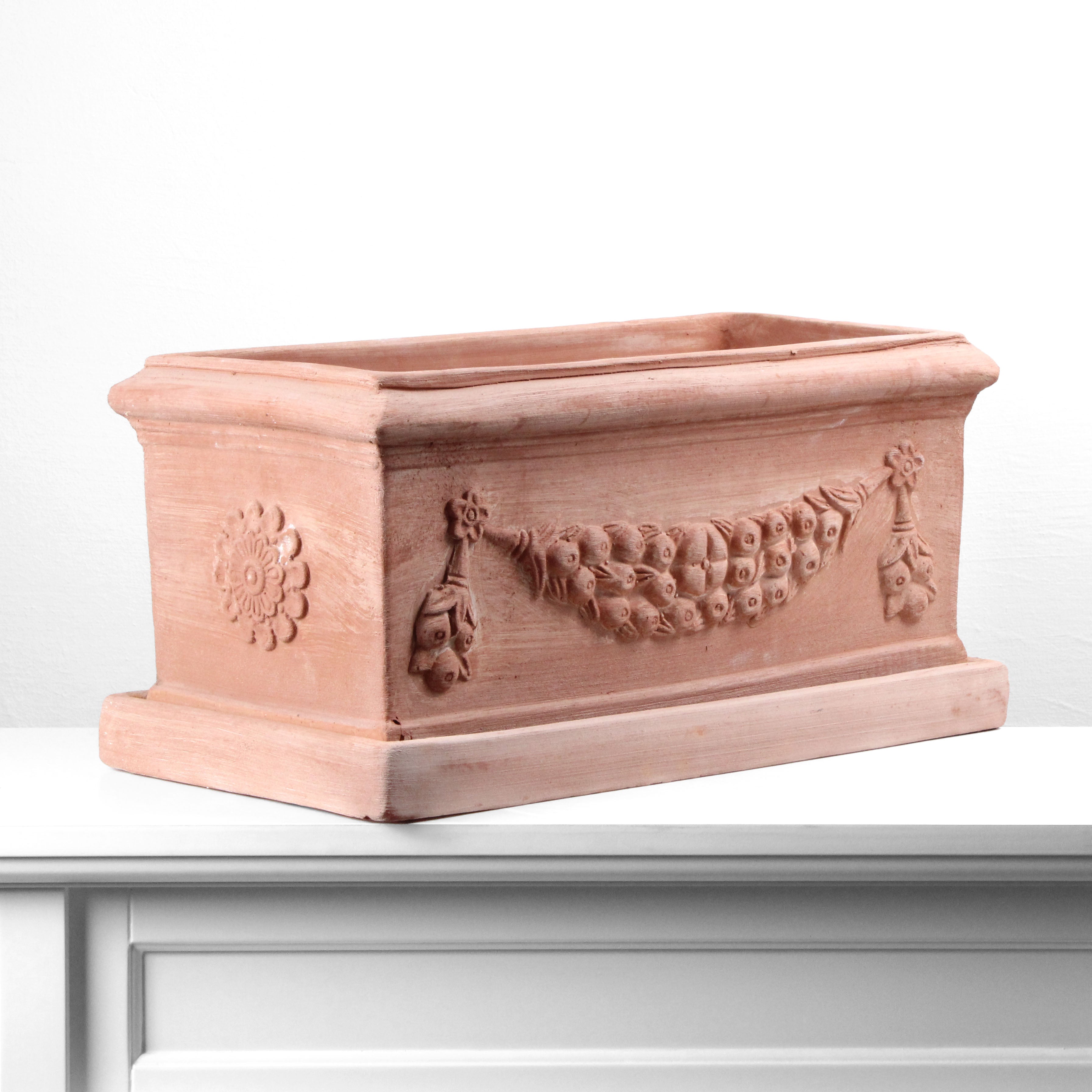 Gran Maceta Rectangular Barro Deco jardín naranja hecho a mano – The ...